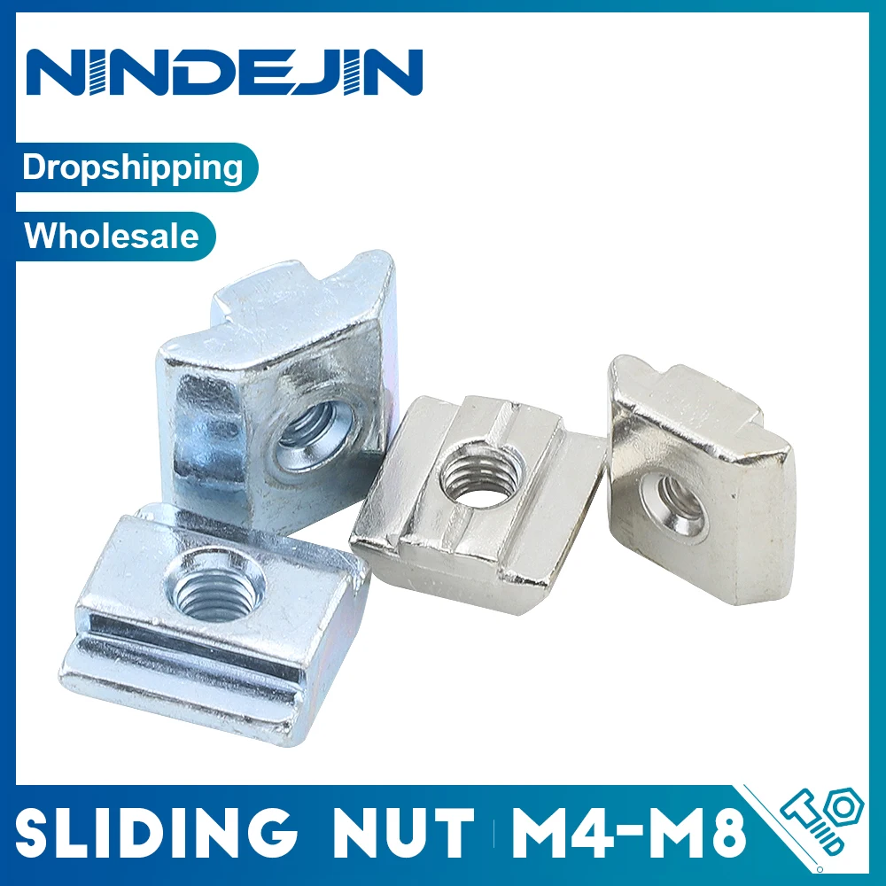 NINDEJIN 5pcs T Slot Nuts Sliding Nuts M4 M5 M6 M8 Carbon Steel EU GB ...