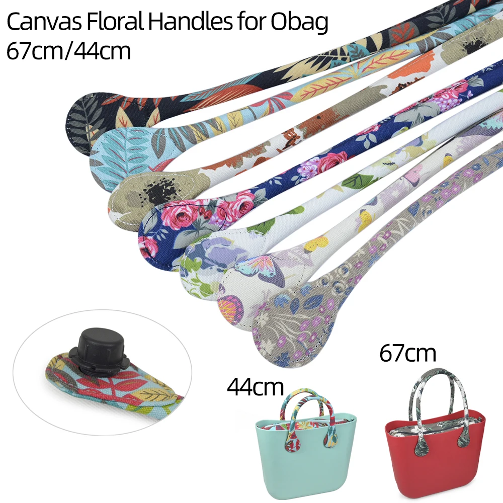New 1 pair Floral Short Long Round Canvas Handles O bag straps for Obag ...