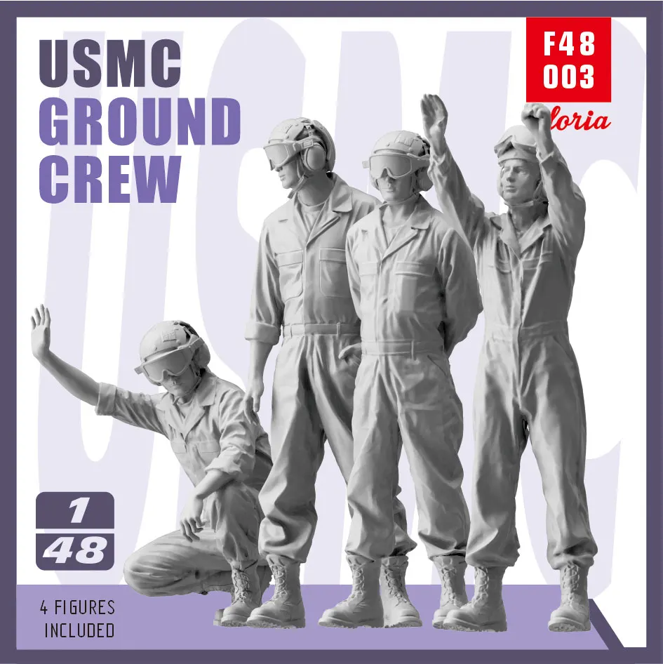 ETmodel F48003 1/48 USMC Ground Crew 4 Figures Model Scene Hobby DIY ...