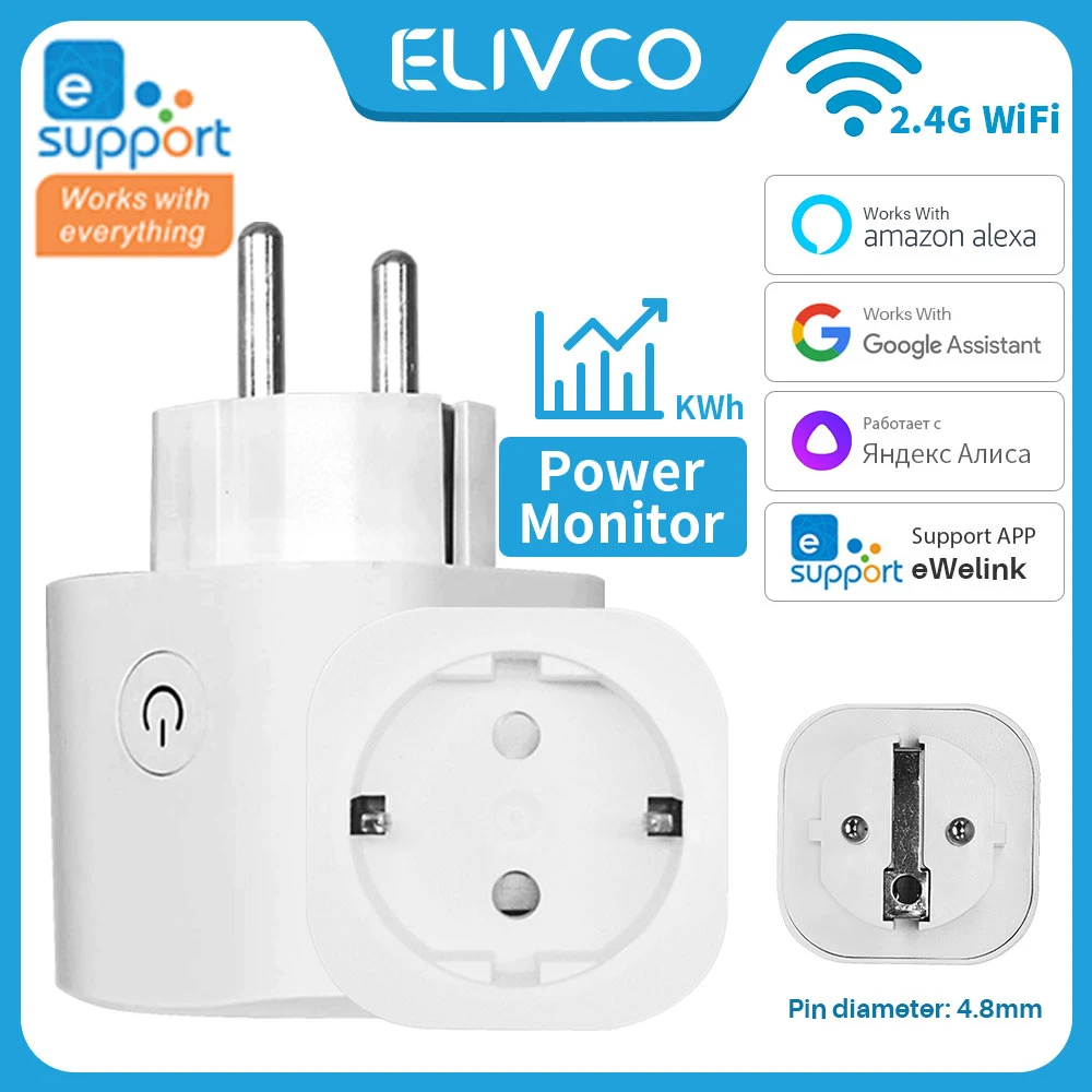 Ewelink Smart Socket Eu 16a Ac100-240v Wifi Smart Plug Power Outlet With Energy Monitoring,alexa ...