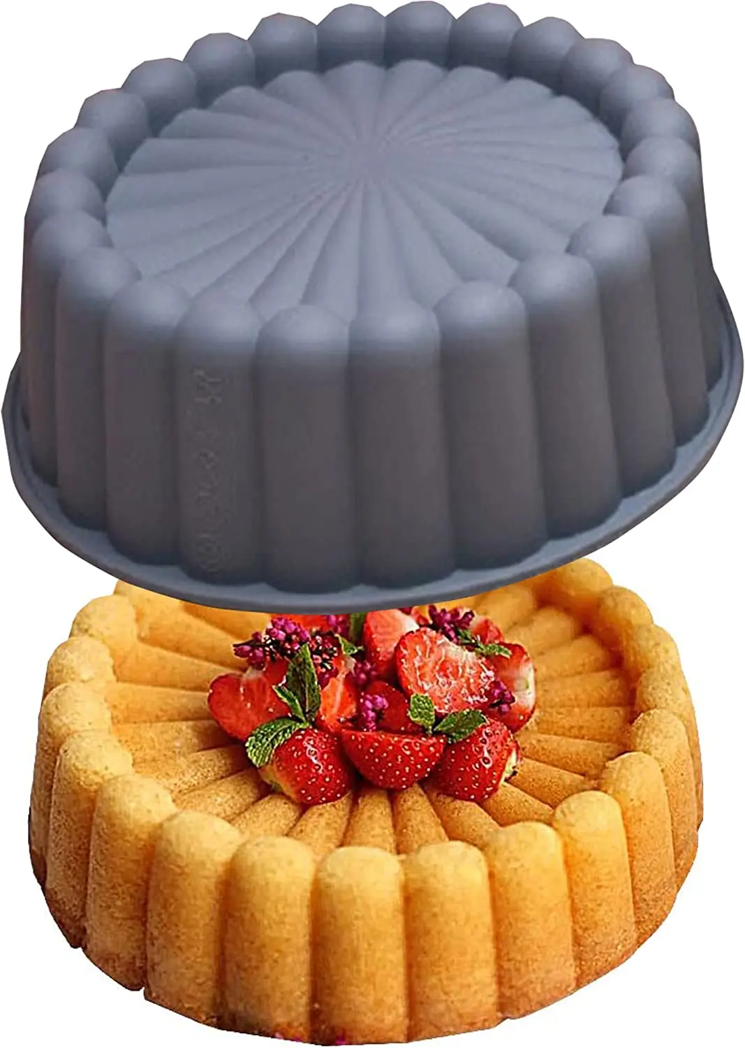 Silicone Charlotte Cake Pan Reusable Mold Fluted Cake Pan Nonstick ...