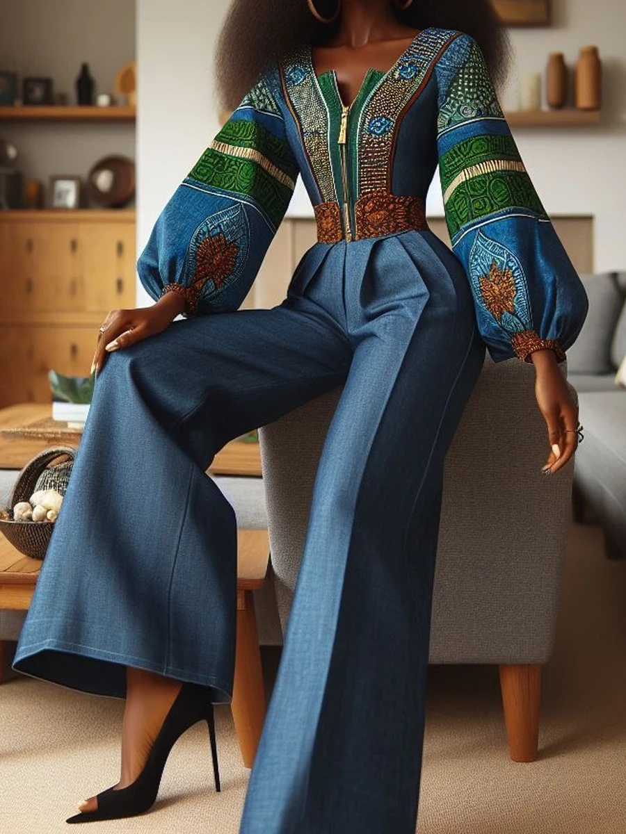 Monos-Bodycon-con-estampado-bohemio-para-mujer-cuello-en-V-cremallera ...