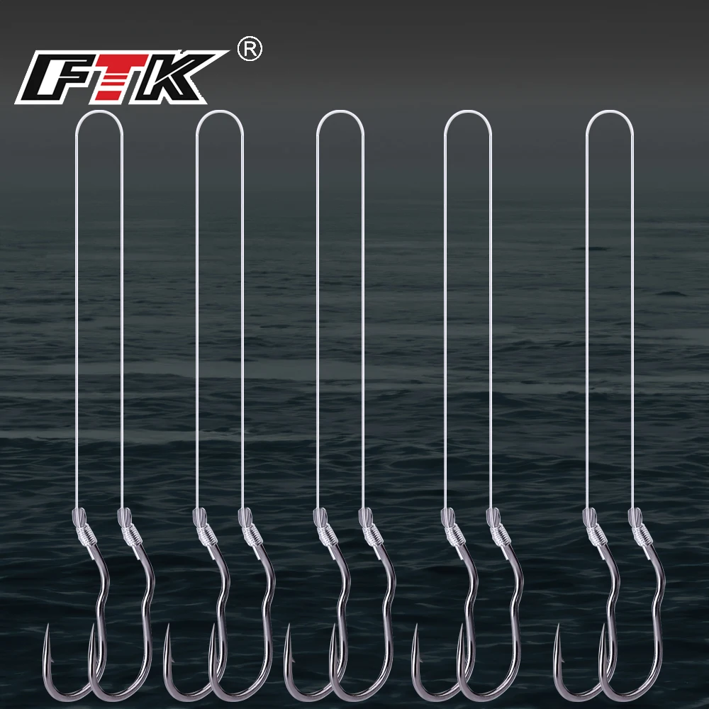 FTK-Double-Hooks-With-Line-Flipping-Hook-Rigs-Automatic-Flip-Tied-Carp ...