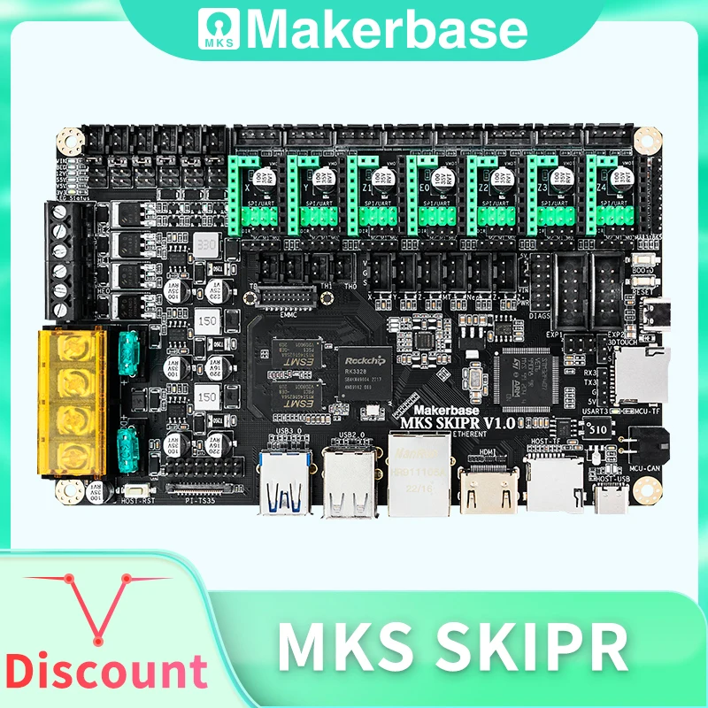 Makerbase MKS SKIPR 3D 프린터 보드, 쿼드 코어 64 비트 SOC 실행 클리퍼 & Voron VS 라즈베리 ...