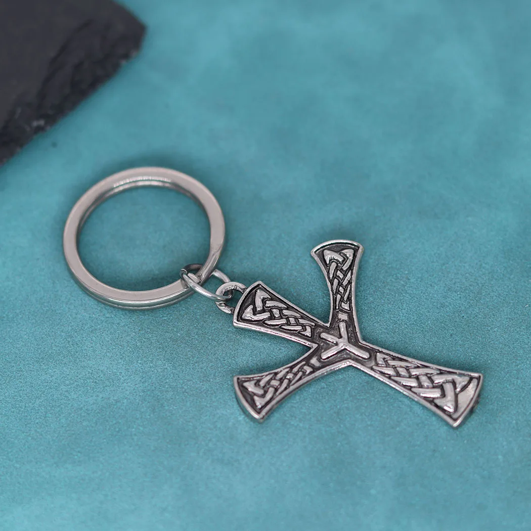 Algiz Rune Cross Pendant Keychain Elhaz Amulet Nordic Viking Compass ...
