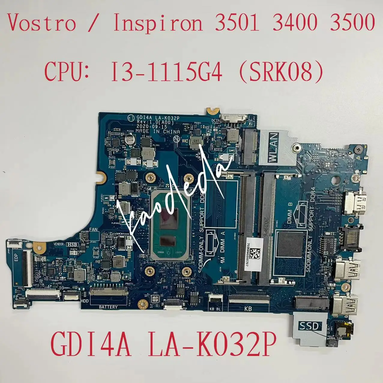 LA-K032P Mainboard CN-0X9TX0 0X9TX0 X9TX0 For Dell Vostro 3400 ...
