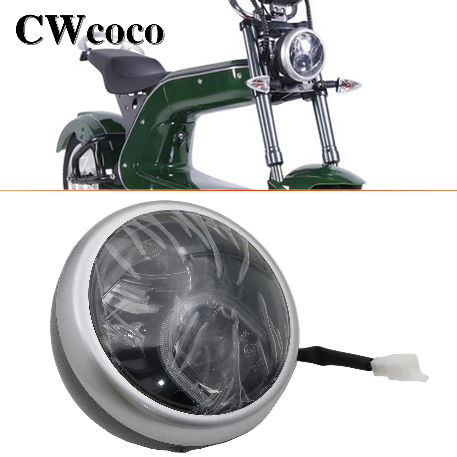Citycoco-LED-Farol-com-lente-de-vidro-60V-Head-Light-Bead-Lamp-para ...
