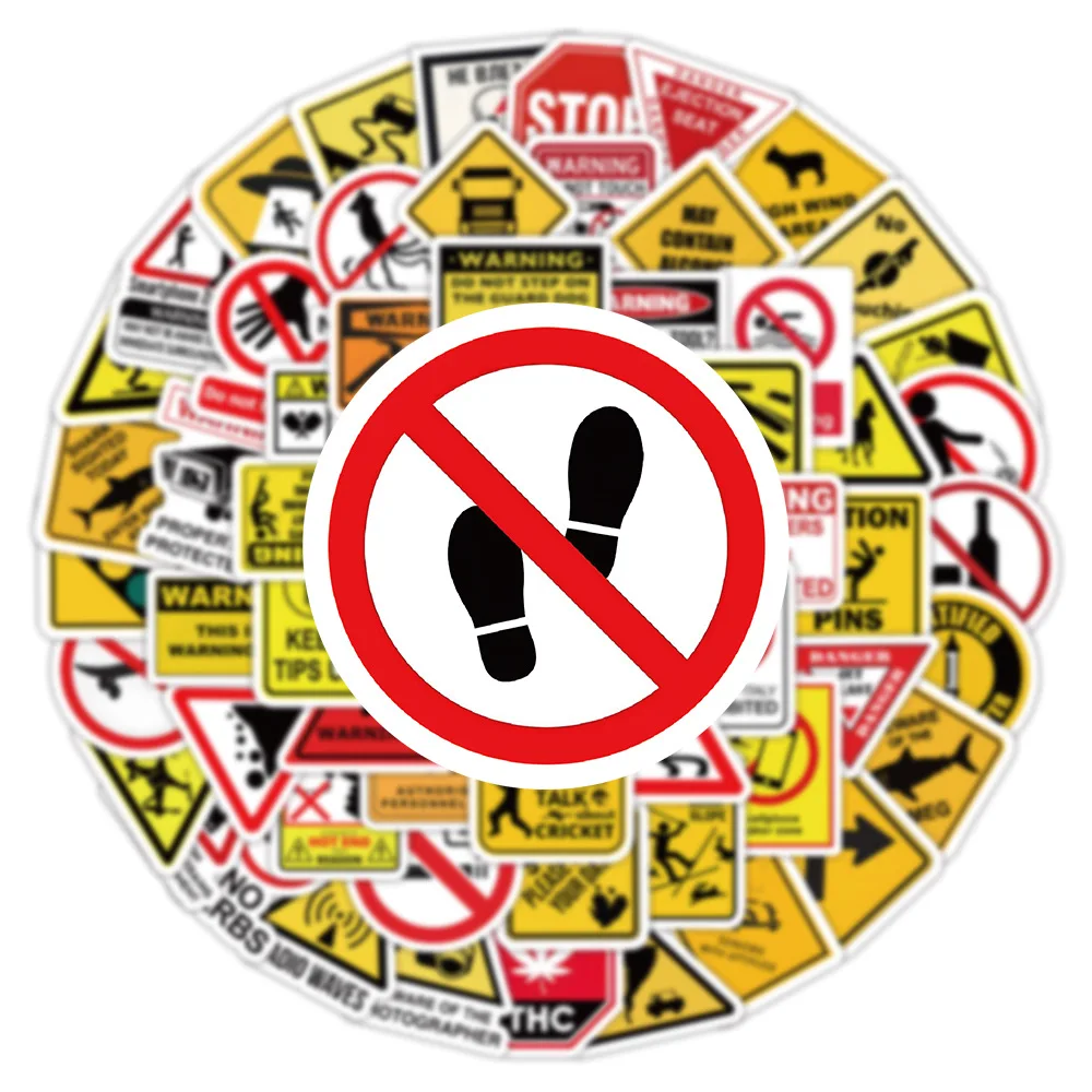10-50-100PCS-Warning-Pattern-Sign-Stickers-Pack-DIY-Skateboard ...