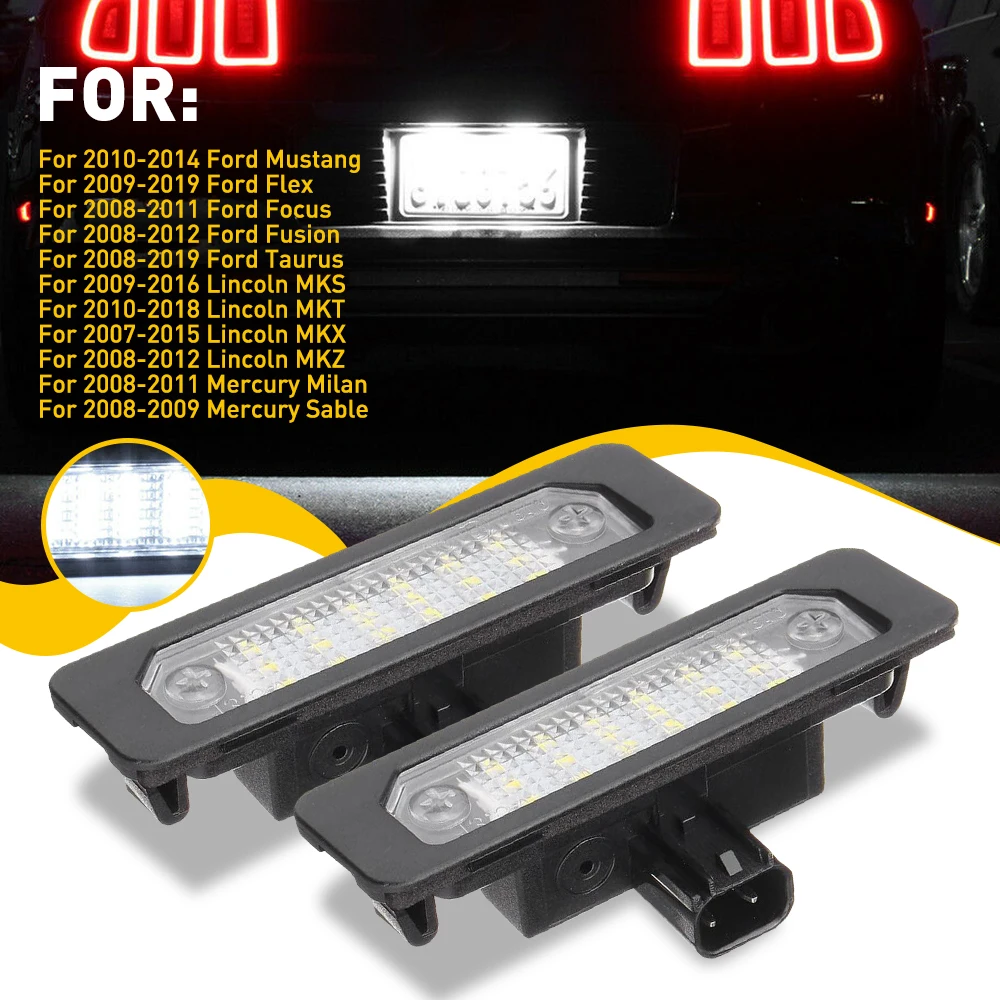2Pcs-Canbus-White-LED-License-Number-Plate-Light-For-Ford-Mustang-Focus ...