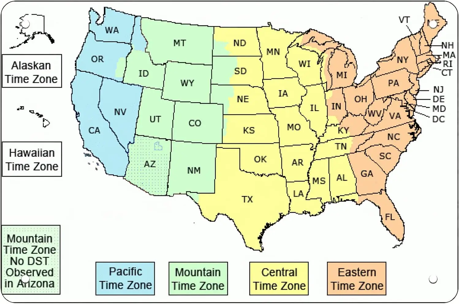 Usa Time Zones Map