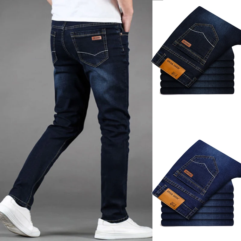 Jean-Classique-en-Denim-pour-Homme-Pantalon-Droit-et-D-contract-Couleur ...