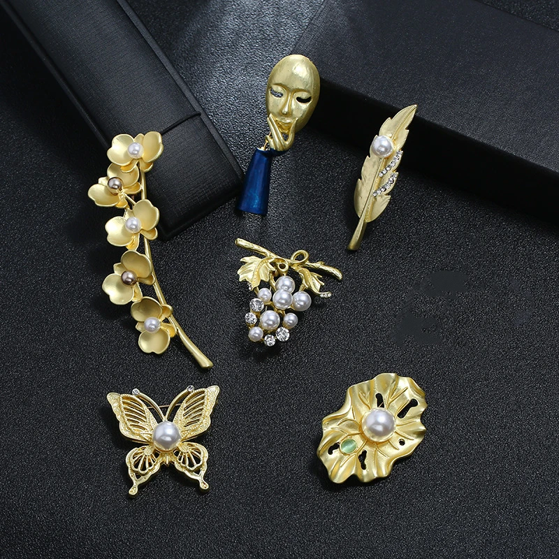 Creative-Gold-Color-Flower-Mask-Butterfly-Sample-Design-Brooches-Pins ...