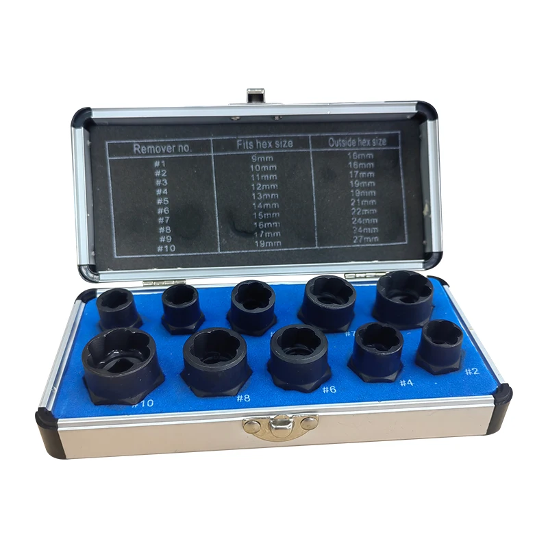 10-Piece-Aluminum-Box-Broken-Wire-Nut-Bolt-Extractor-Hexagonal-Nut ...