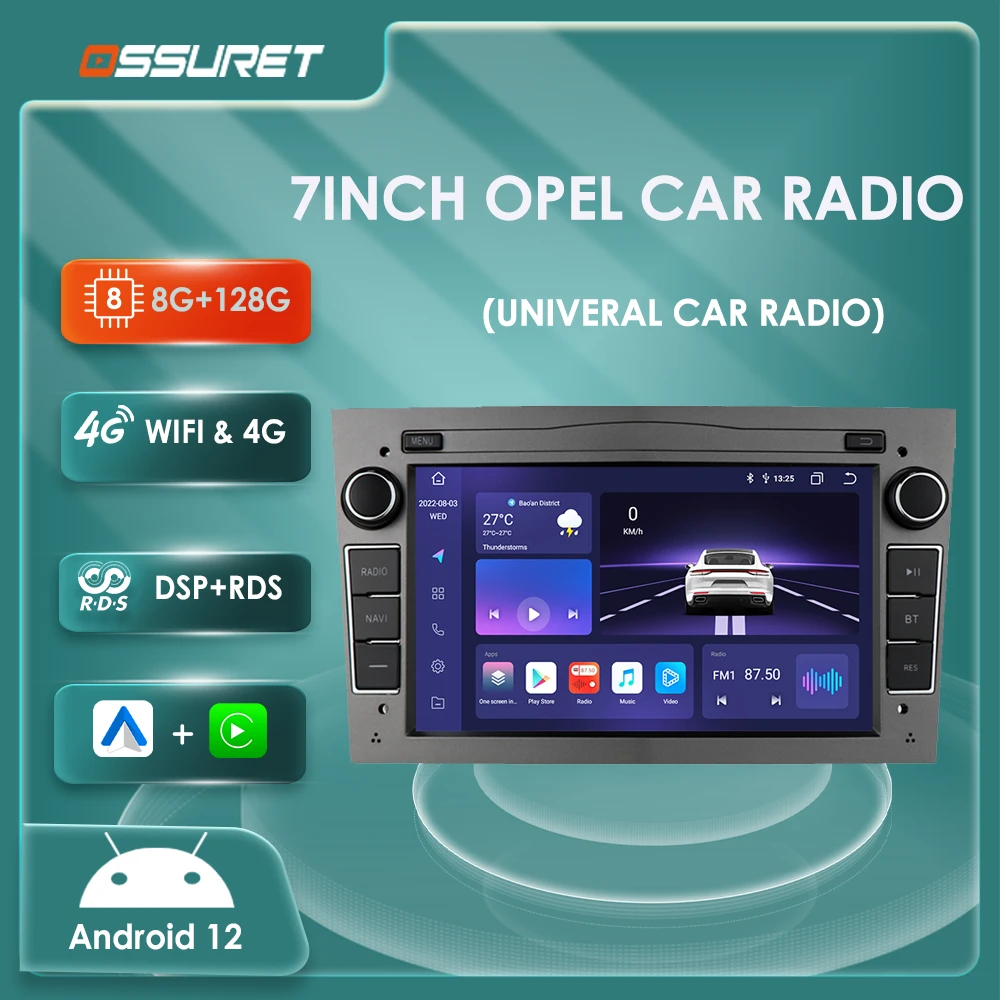 Android 12 Rádio Estéreo Do Carro Para Opel Astra H J 2004 Vectra ...