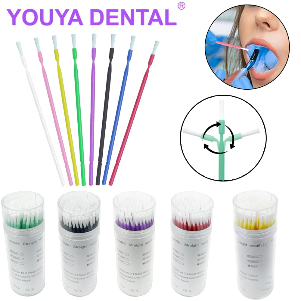 100Pcs-Bottle-Dental-Micro-Brushes-Disposable-Applicators-Long-Head ...