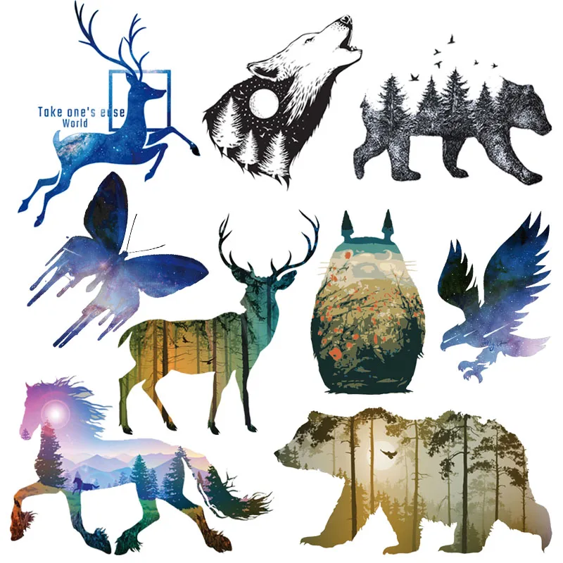 Animal Landscape Sticker Iron-on Transfers For Clothes Outdoor ...