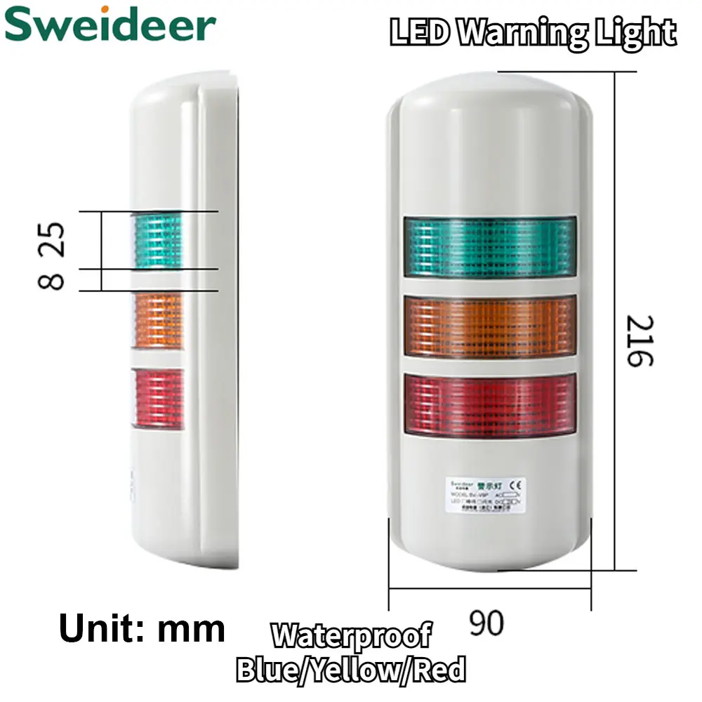 Beacon-LED-Warning-Light-Industrial-Signal-Light-Wall-Mount-Tower-Alarm ...