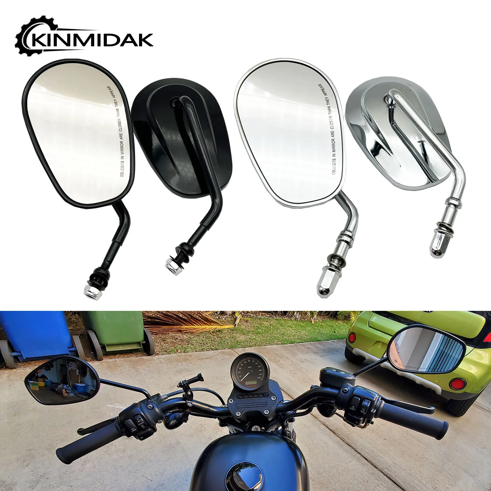 Motorcycle Universal Rear View Mirrors 8MM 360 Degree Adjustment For ...
