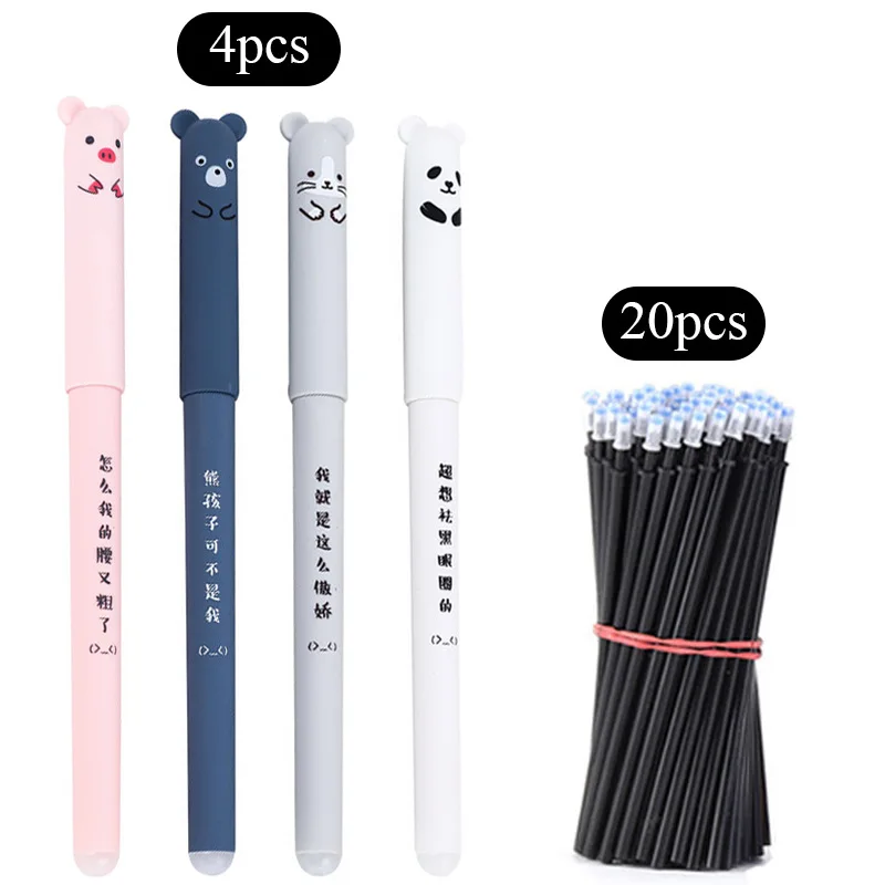 4PCS-Cute-Animals-Panda-Cat-Pens-Erasable-Pen-Kawaii-Cartoon-0-38mm ...