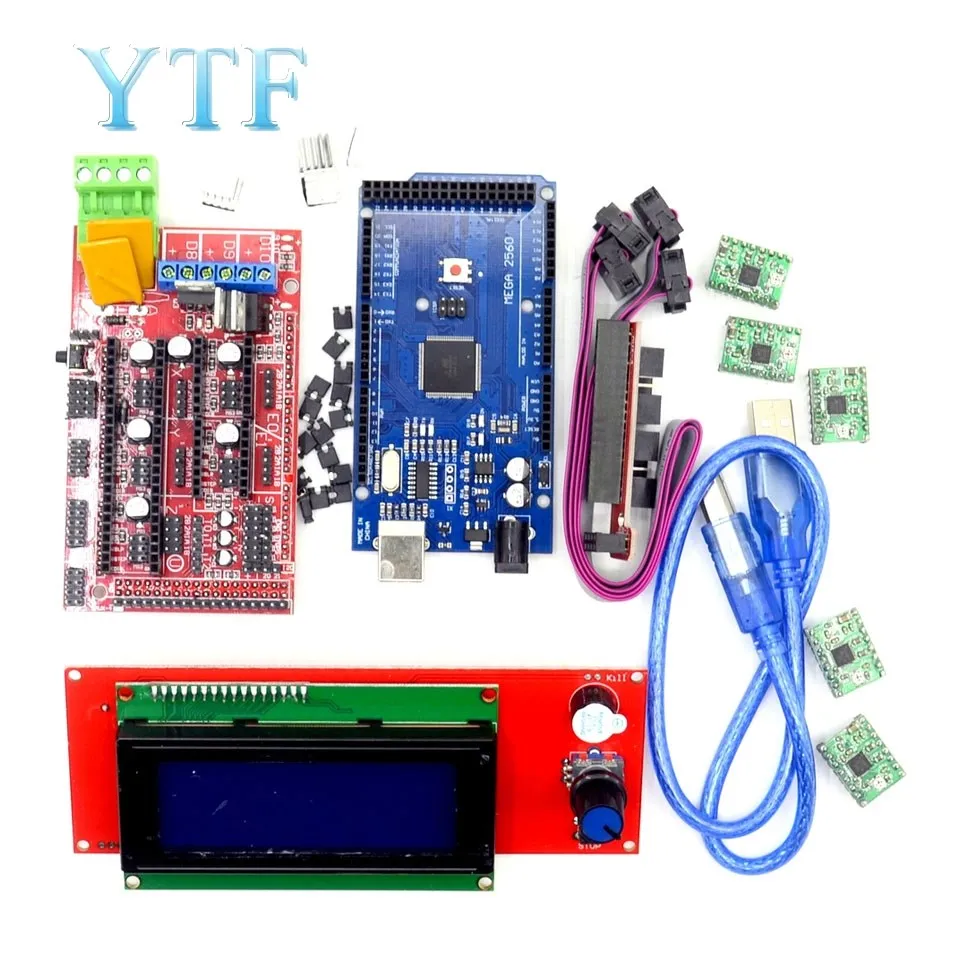3d Printer Kit 2004 Lcd Mega2560 R3 Ramps 1.4 Kit 5pcs*a4988 - 3d ...