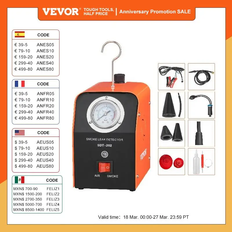 VEVOR Smoke Machine Automotive EVAP Smoke Leak Detector with Pressure ...