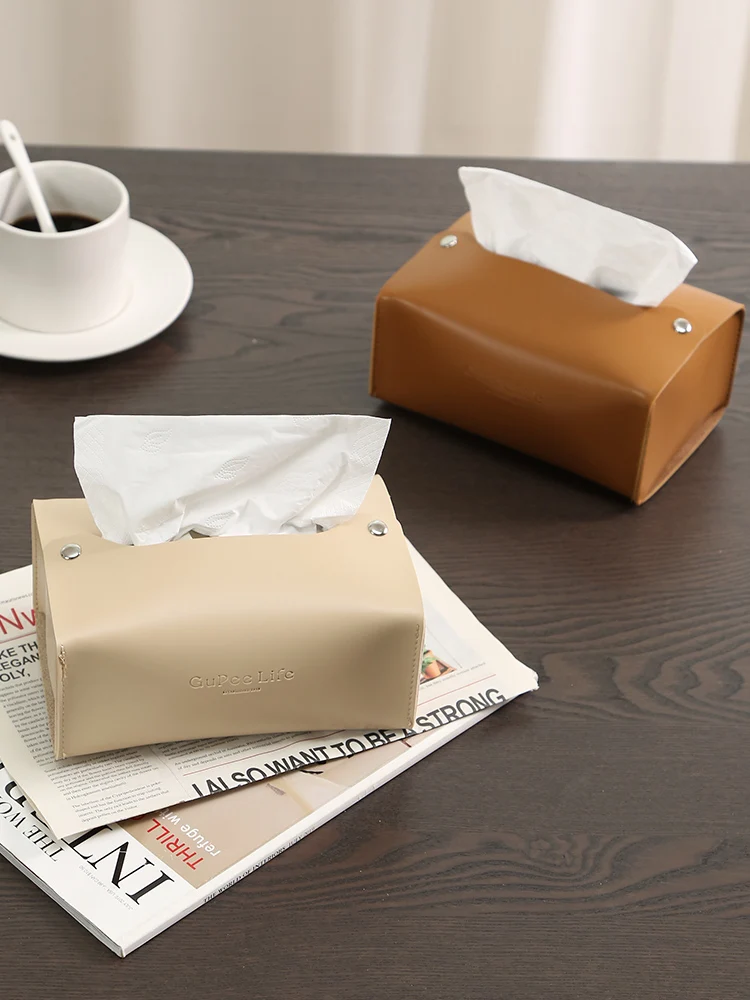 Leather-Tissue-Box-Living-Room-Advanced-Sense-Leather-High-grade-Light ...