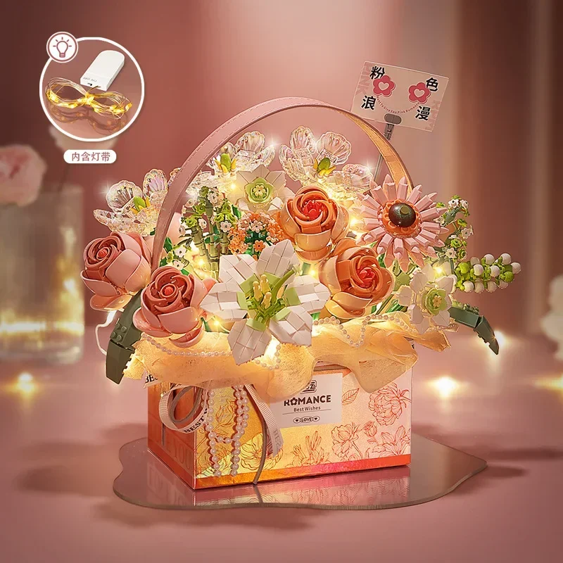 LOZ-Flower-Bouquet-BricksToy-With-LED-Sets-Creative-Gardenia-Rose ...
