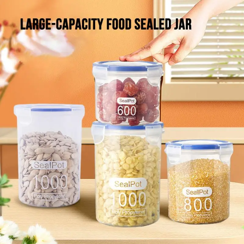 Sealed-Jars-Kitchen-Grain-Storage-Organizer-Large-Tank-Plastic-Moisture ...