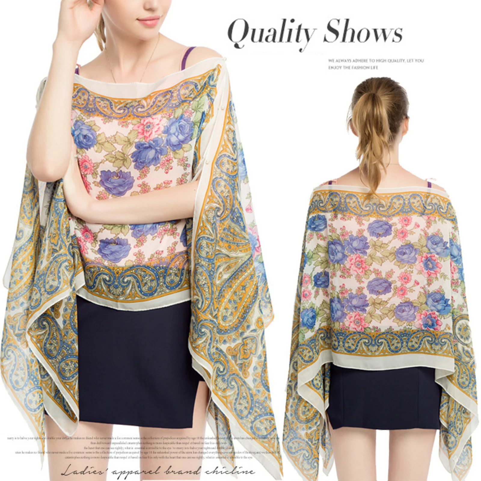 Elegant-Women-Chiffon-Long-Scarf-Vintage-Floral-Print-Soft-Beach-Sun ...