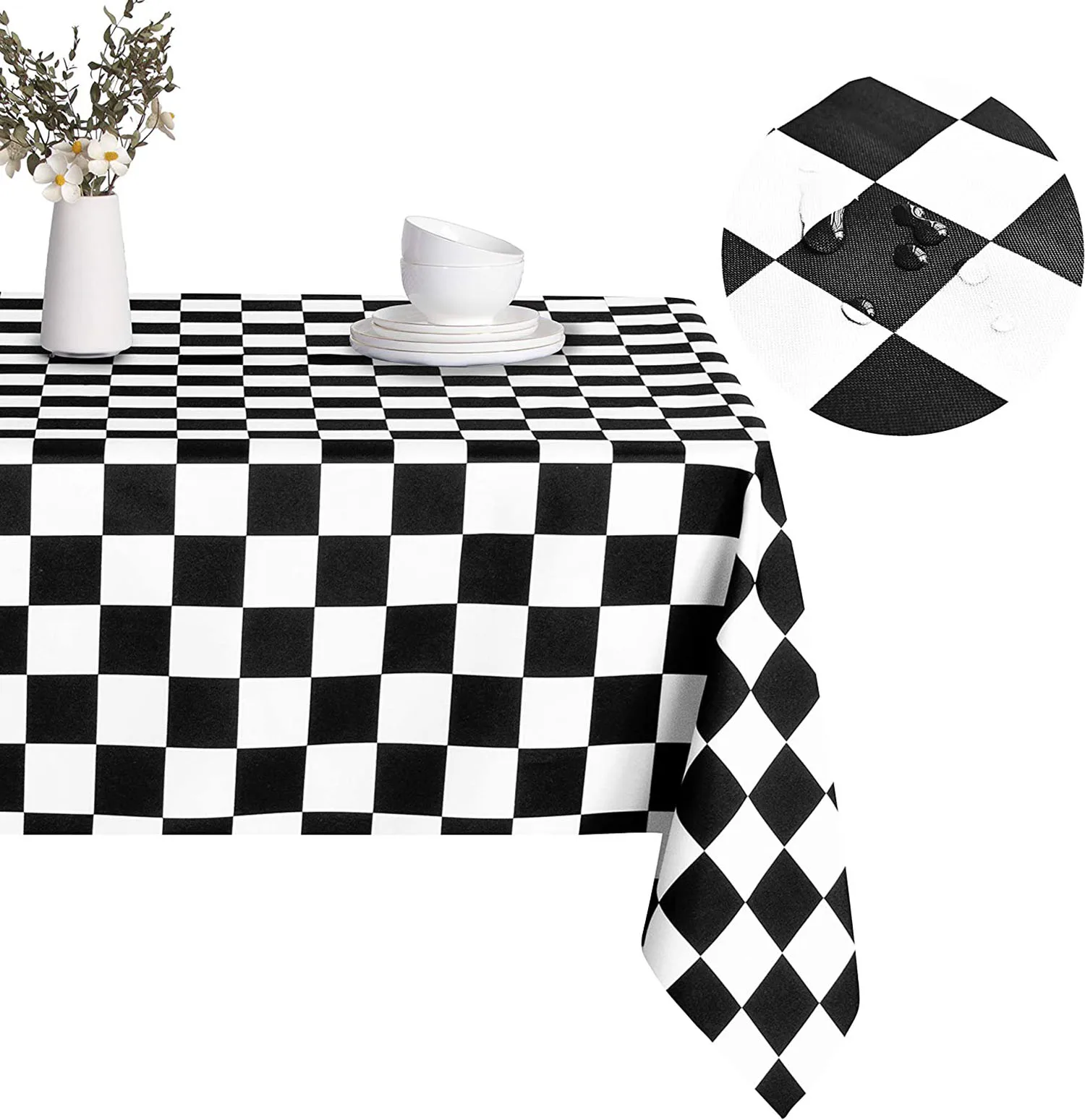 Zeren Home Digital Print Checkerboard Pattern Carefree Table Cloth ...