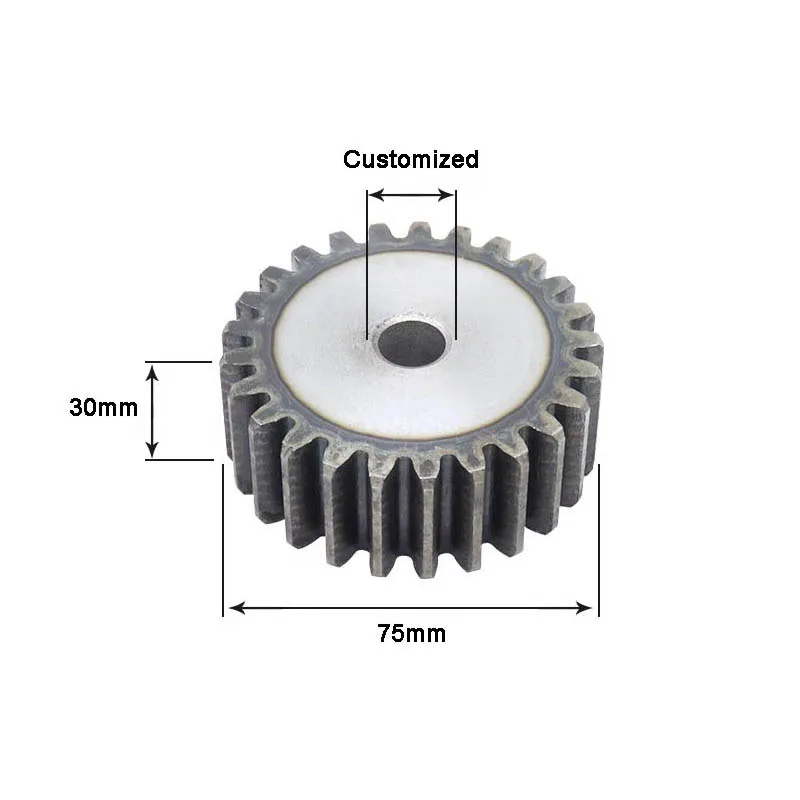 23Z 3M Carbon Steel Gear OD=75mm 23 Teeth Thickness 30mm Metal Metal ...