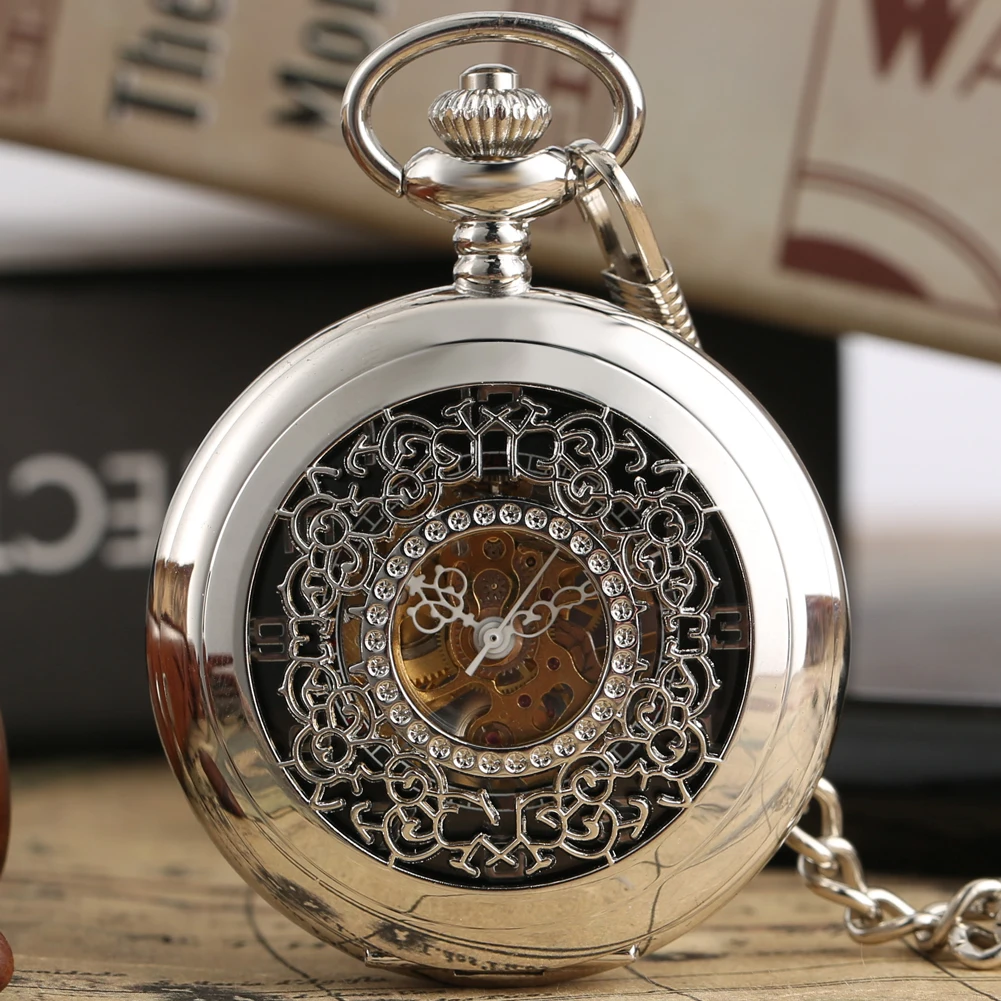 Fashion-Silver-Steel-Steampunk-Mechanical-Pocket-Watch-Men-Women ...