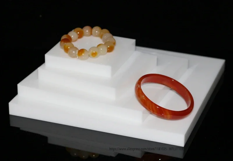 Super White Square Acrylic Jewelry Flat Tray Ring Holder Bracelet ...