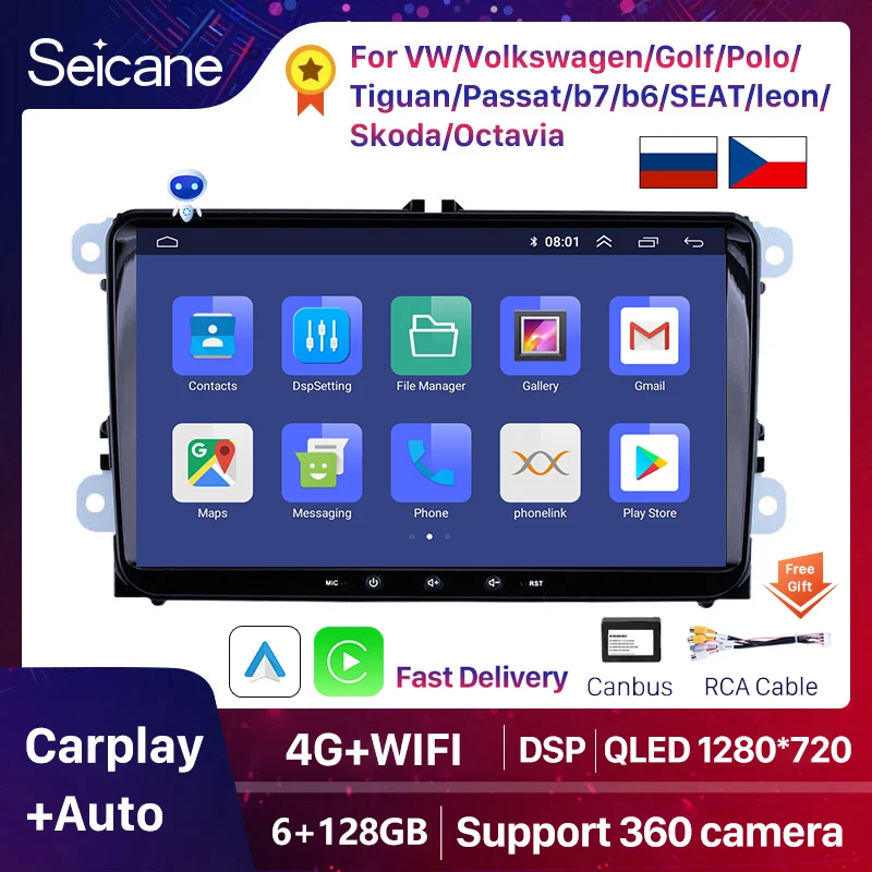 Seicane 2Din Android 12 Car Multimedia player For VW/Volkswagen/Golf ...