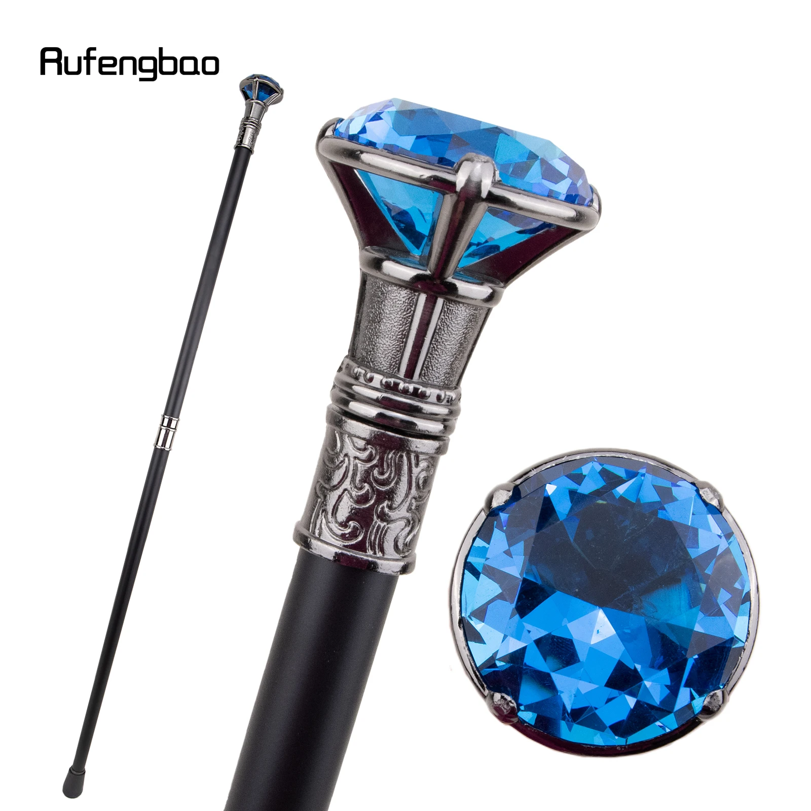 Blue-Diamond-Type-Silver-Walking-Cane-Fashion-Decorative-Walking-Stick ...