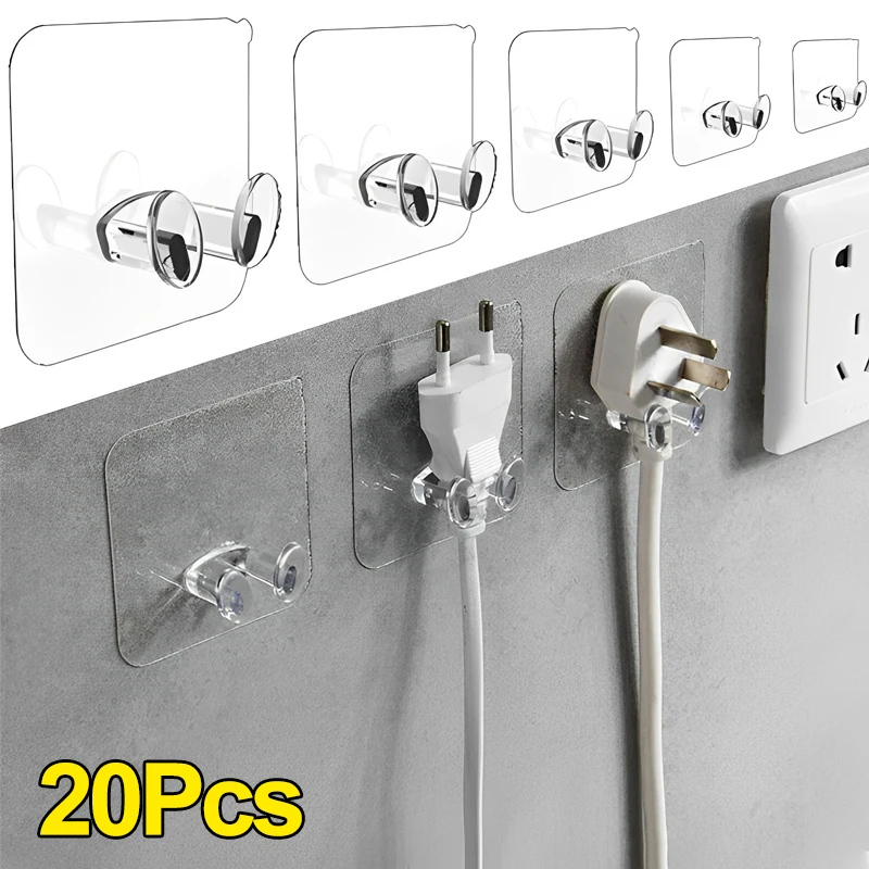 Wall-Mounted-Wire-Hook-Punch-free-Power-Plug-Socket-Storage-Holder ...