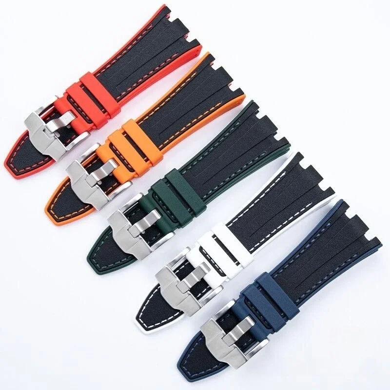 28mm Two-Color Silicone Watch Strap for Audemars Piguet Royal Oak AP ...