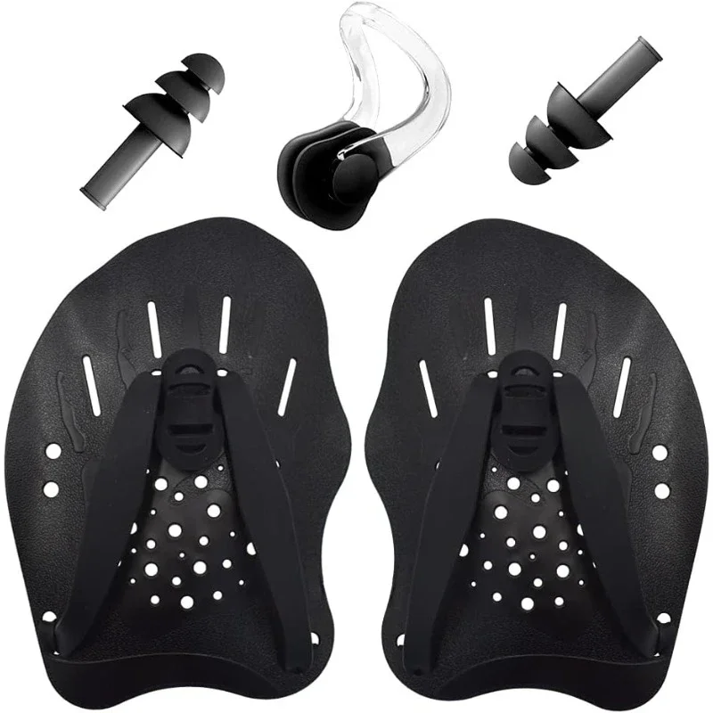 Swimming Accessories Swim Training Paddles Set With Ear Plugs & Nose ...