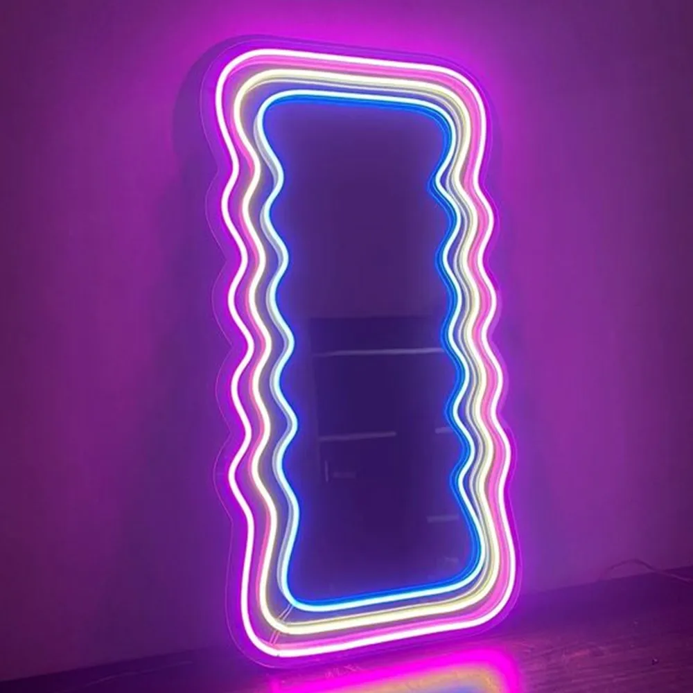 Custom-Neon-Wavy-Mirror-Sign-DIY-Led-Letters-Wavy-Pink-Neon-Mirror-Led ...
