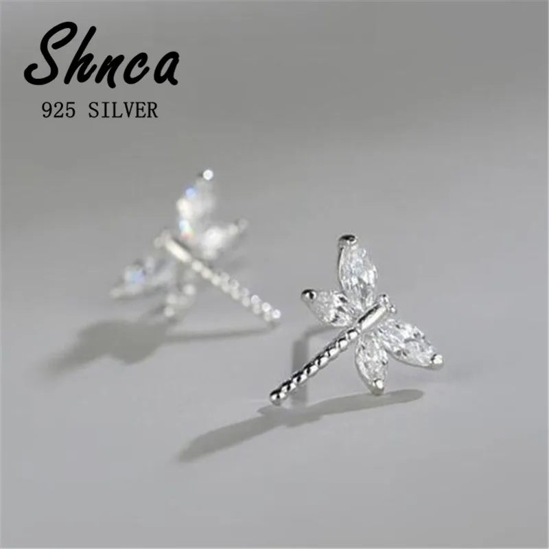 Elegant-Rhinestone-New-Trendy-925-Sterling-Silver-Dragonfly-Stud-Earrings-For-Women-Female ...