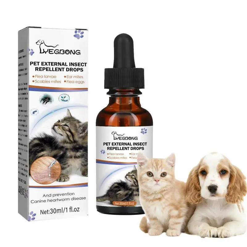 30ml Pets Dog Cat Anti-Flea Drops Flea Lice Insect Remover Spray Flea ...