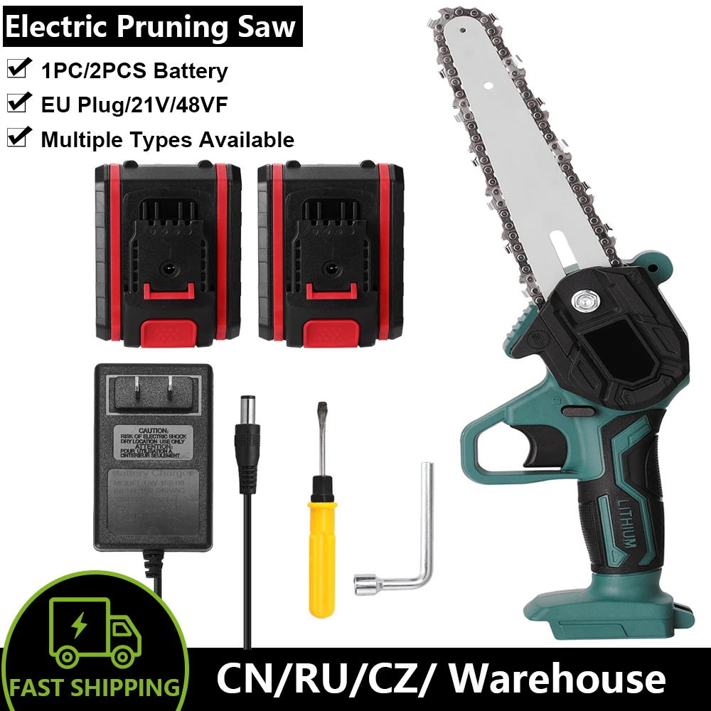 21v Portable Electric Pruning Saw Rechargeable Small Wood Spliting Chainsaw One Handed ...