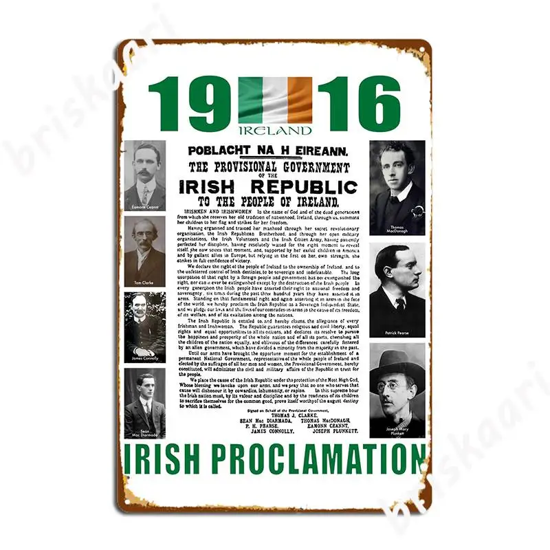 1916 Proclamation Of The Irish Republic Tin Sign Posters Retro ...