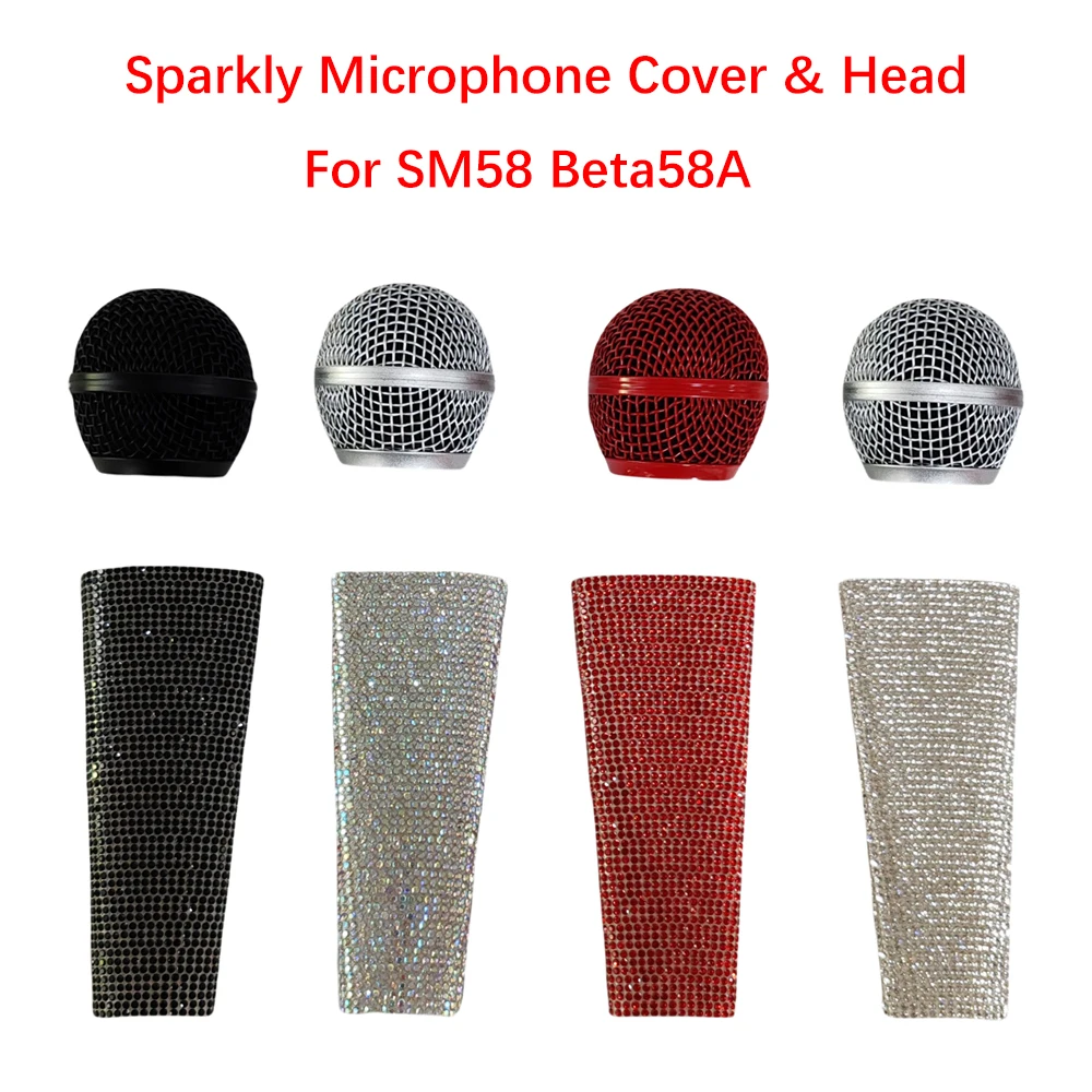 New Sparkly Microphone Cover with Mesh Head Microphone Sleeve Bling ...