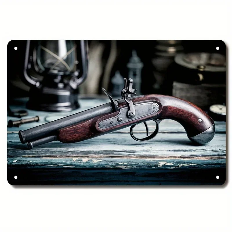 True Man's ToysVintage Double-Barrel Flintlock Pistol Metal Wall Art ...