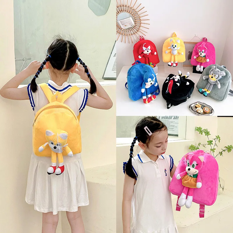 Sonic-Backpack-Anime-Knuckles-Shadow-Silver-The-Hedgehog-Plushie-Bag ...