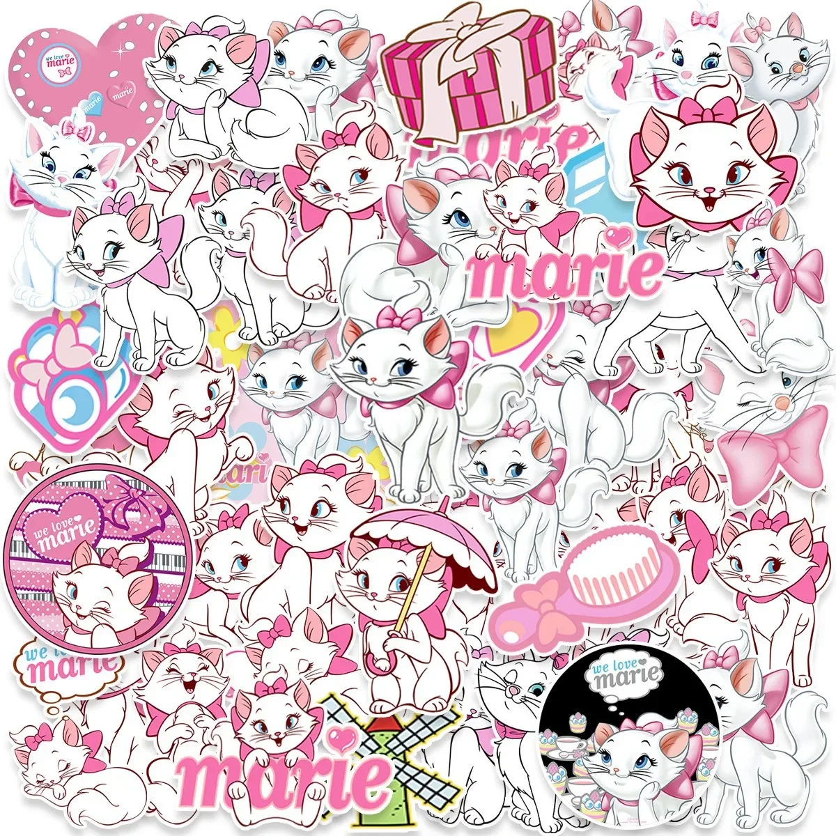 50Pcs-Disney-Cartoon-Mary-Cat-Nail-Sticker-Cute-Marie-Decals-DIY ...