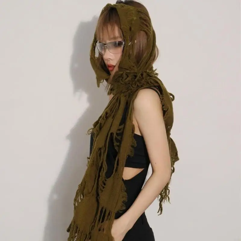 N7YD Unisex Wool Scarf Soft Ragged Neck Scarf Neck Cover for Winter ...