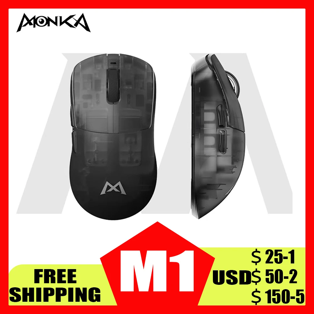 MONKA-M1-Mouse-Three-Mode-Bluetooth-Wireless-Paw3395-26000dpi ...