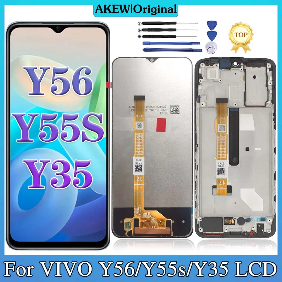 6.58'' Original For VIVO Y55s 5G V2164A LCD Display New Y35 4G V2205 Touch Screen Y56 V2225 ...